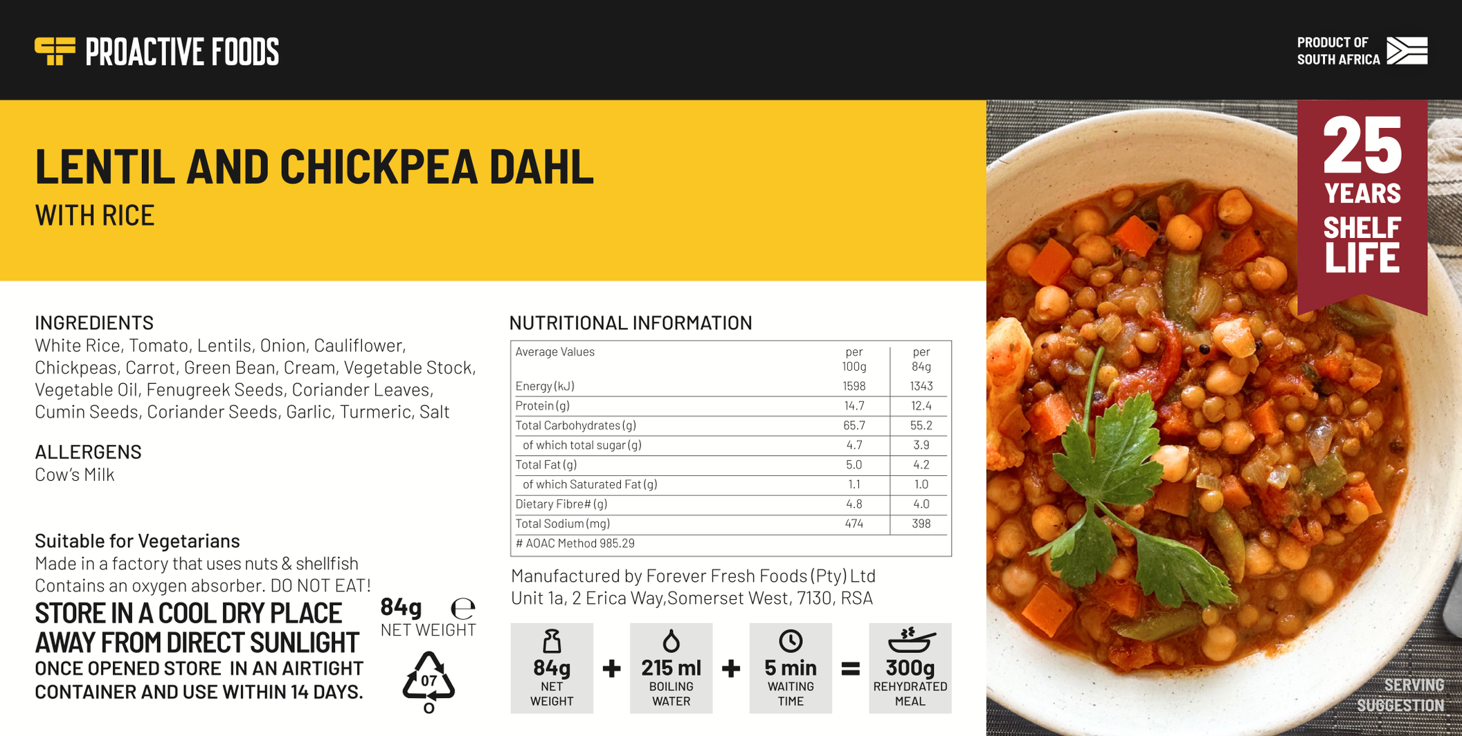Lentil and Chickpea Dahl - with Rice | Buy online!